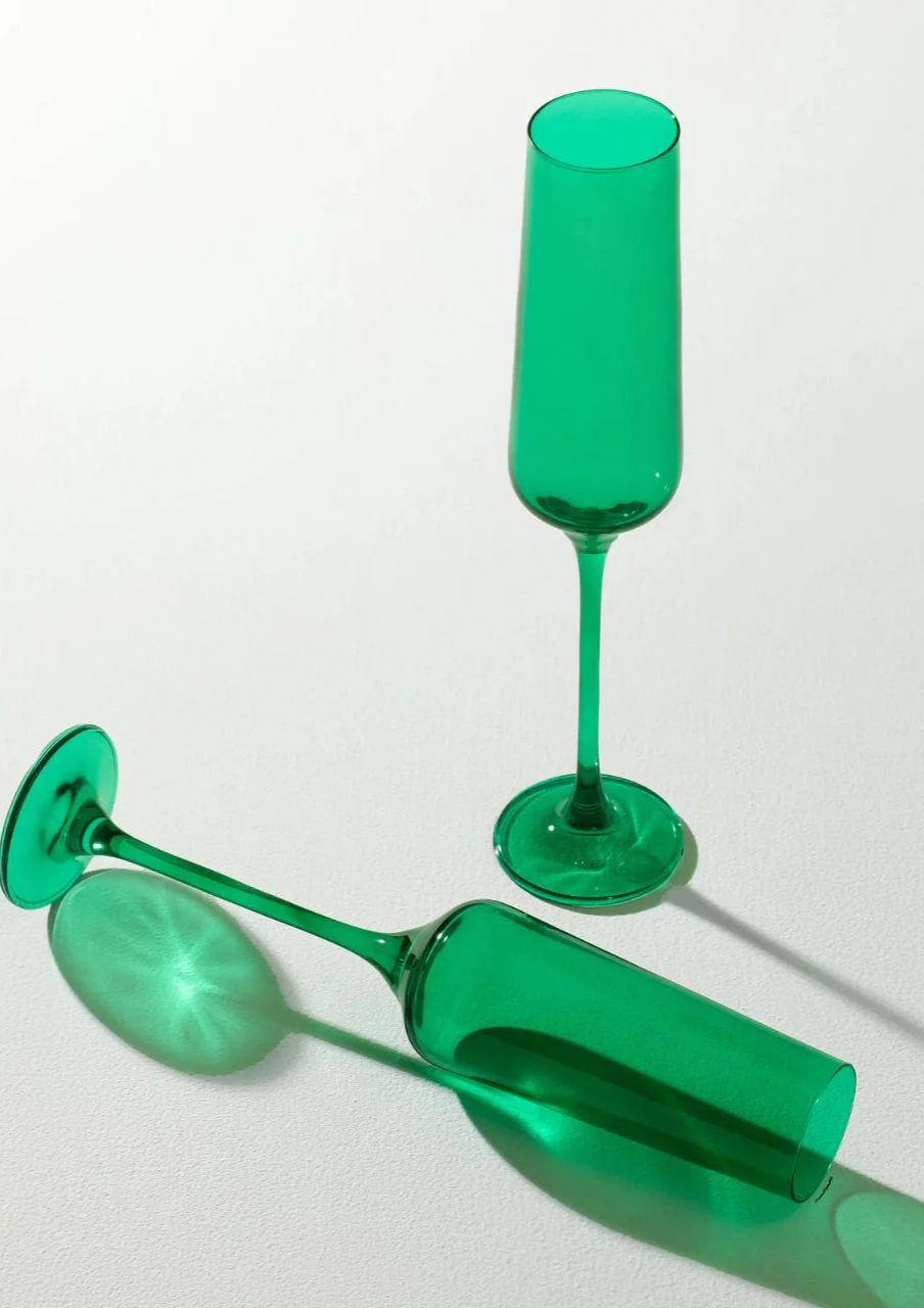 Shop Elegant Emerald Green Flute Glasses – Premium Quality, Fast ...